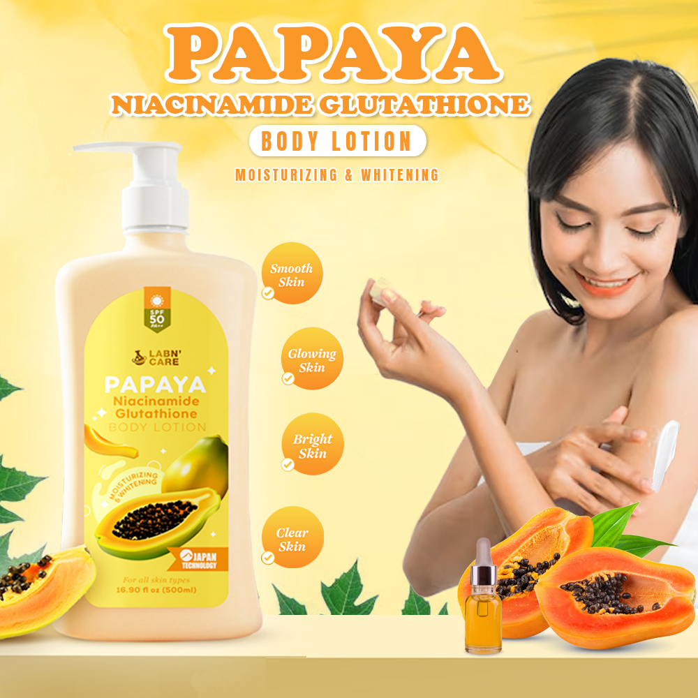LABN'CARE PAPAYA Glutathione & Niacinamide Body Lotion SPF 50 PA++ ...