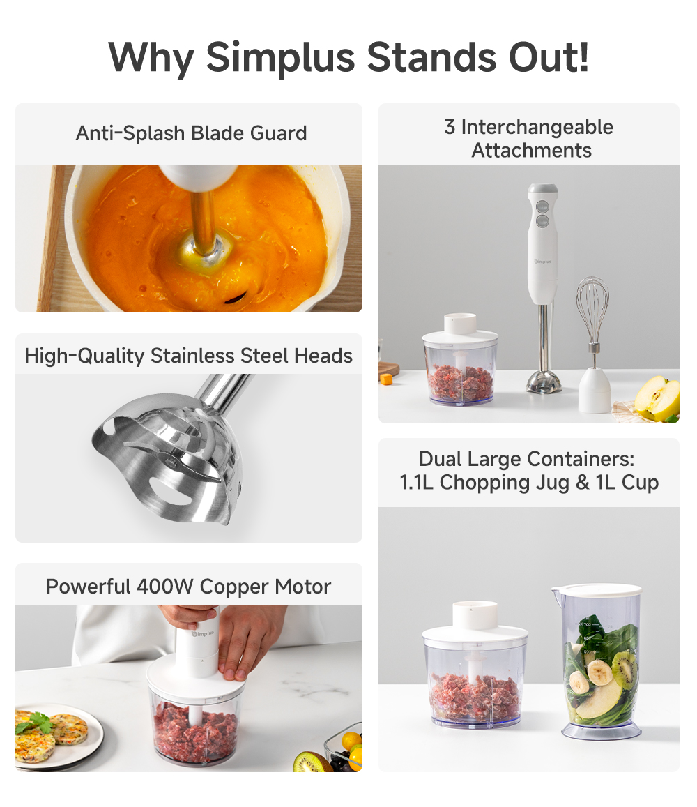 Simplus Handheld Immersion Blender – Electric Mixer for Baby Food ...