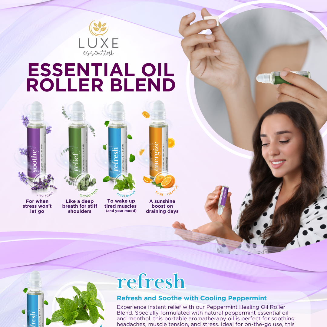 Luxe Essential Pain Relief Roller Blend rub - Fast-Acting Menthol ...
