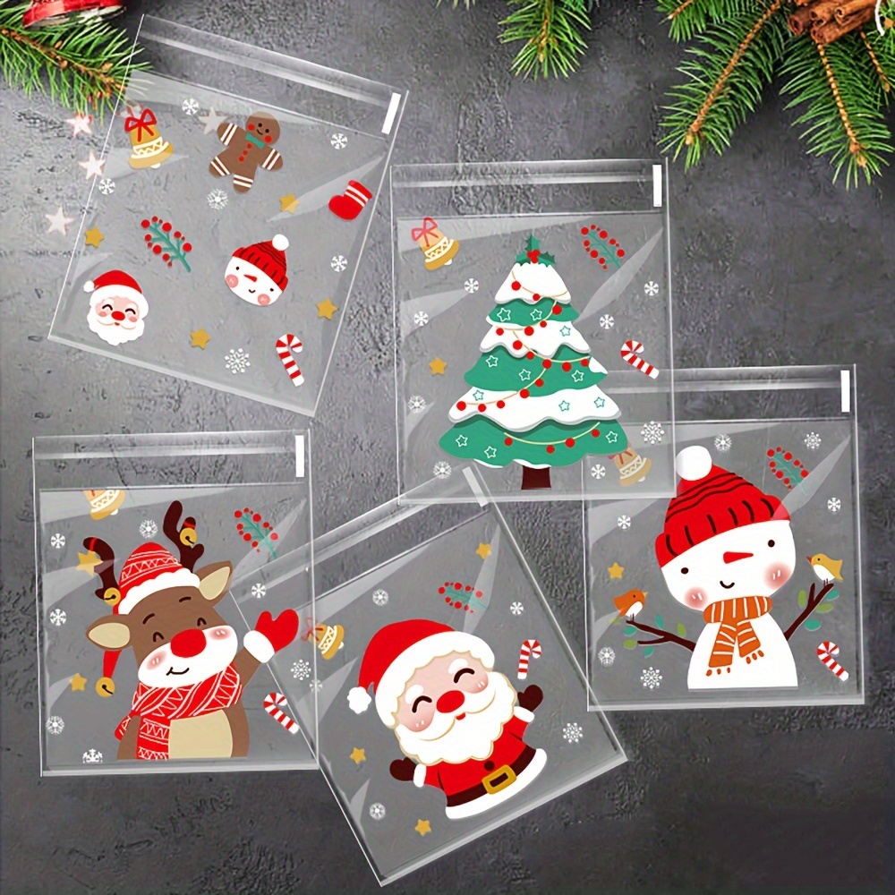 100Pcs Christmas OPP Candy Packaging Bags Self Adhesive Bags for ...