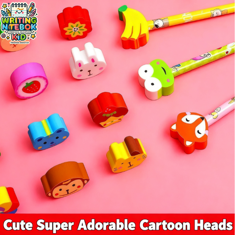 20/50pcs Cartoon Pencil With Eraser Games Prizes For Kids Birthday Gift ...