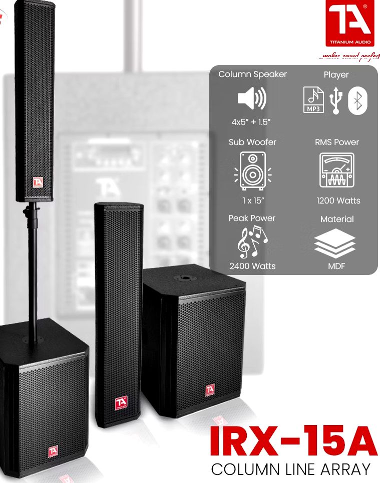 Titanium Audio IRX-15A Column line Array / column + subwooofer / 1200w RMS power / 2400W Peak ...