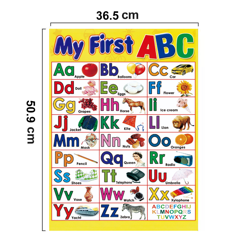 Big Size Chart For Kid Educational Set Wall Colors Numbers Alphabet ...