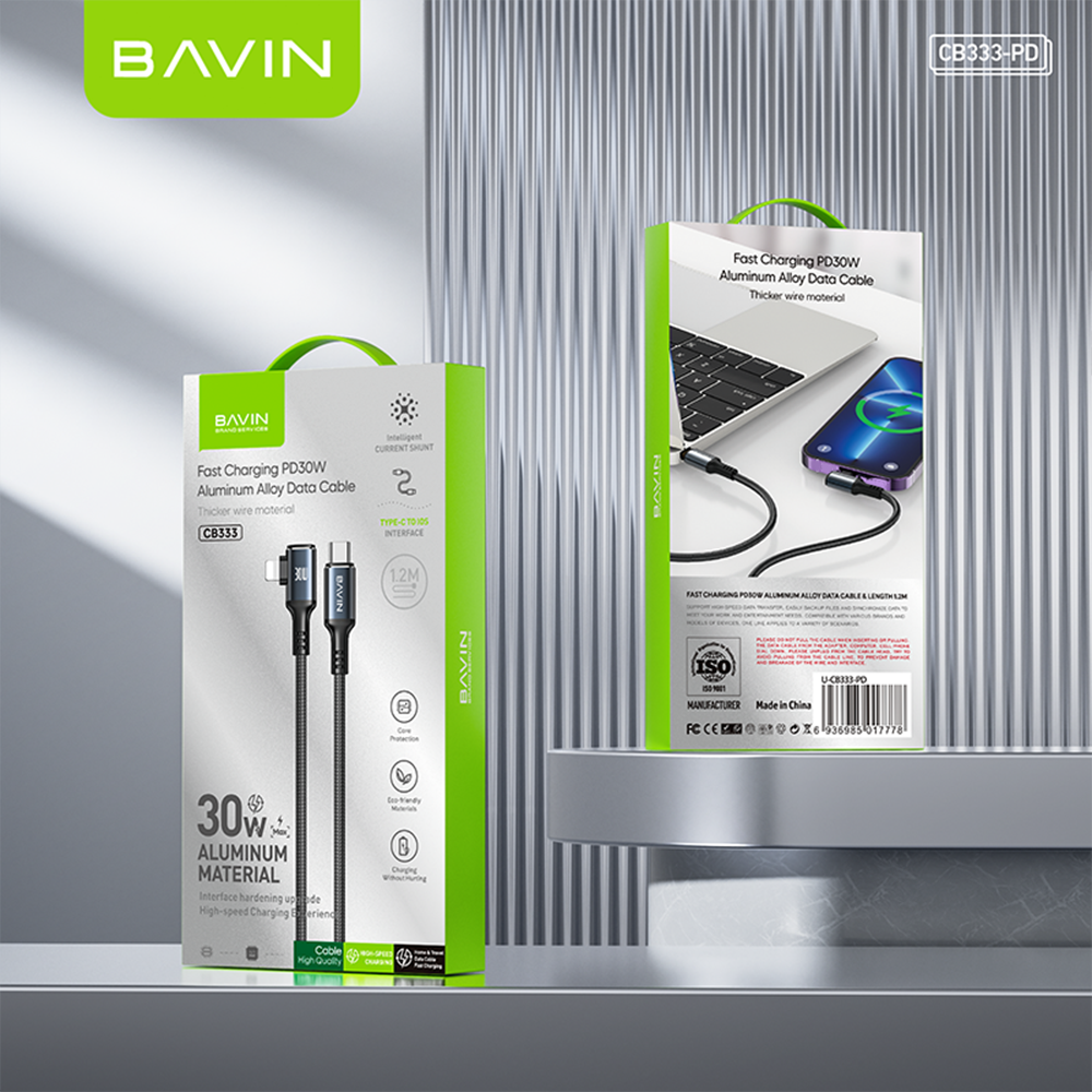 BAVIN CB333 PD 5A 30W Super Fast Charging Nylon Braided w/ 1.2M For ...