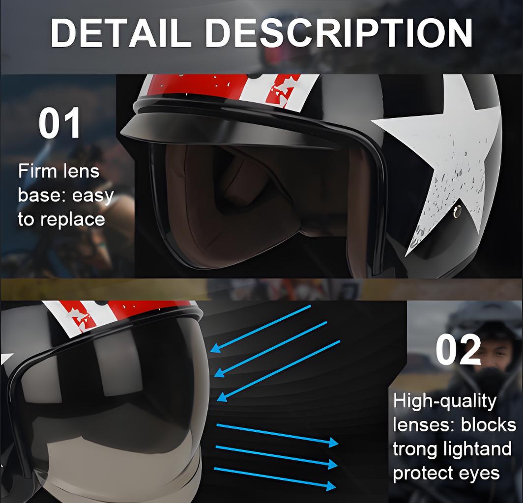 ZEBRA 603 Classic Helmet Half Face Helmet With Goggle For Men Retro ...