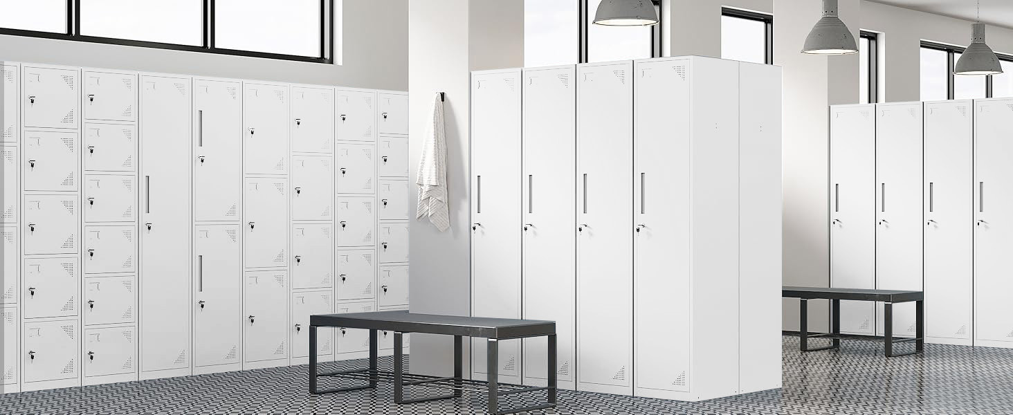 Steel employee lockers with 6 9 and 12 doors, large space steel lockers ...