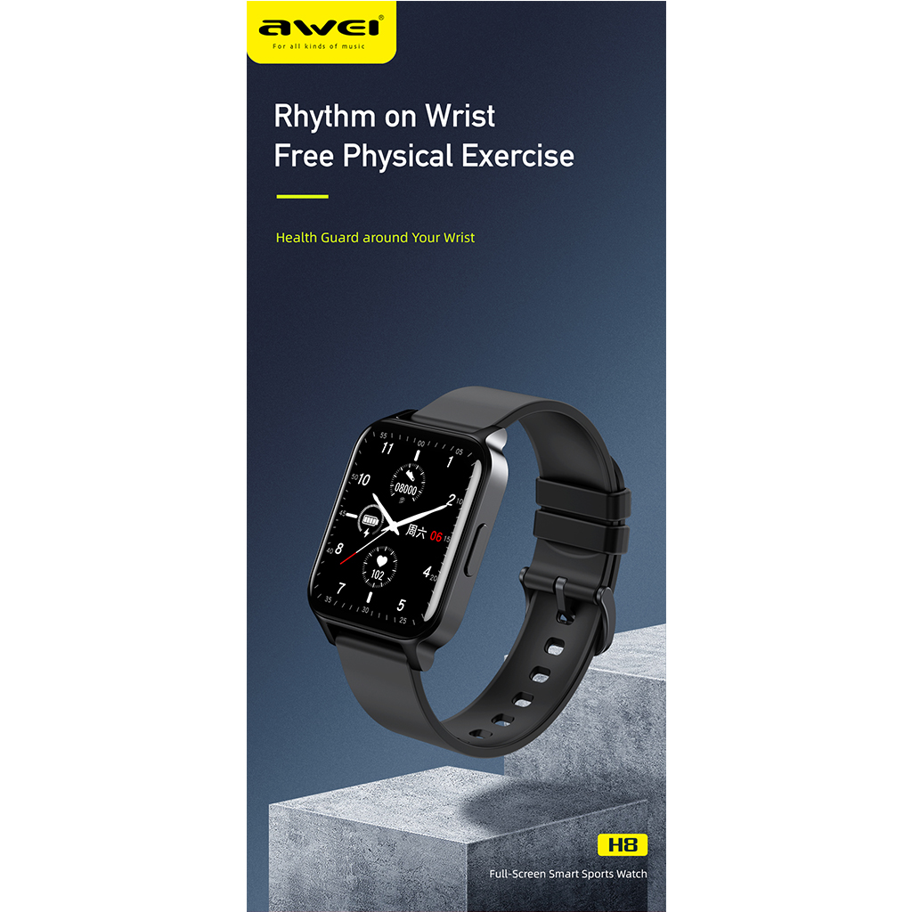 Awei H8 Sports Smartwatch HD Touch Screen Heartrate, Sleep Monitoring ...