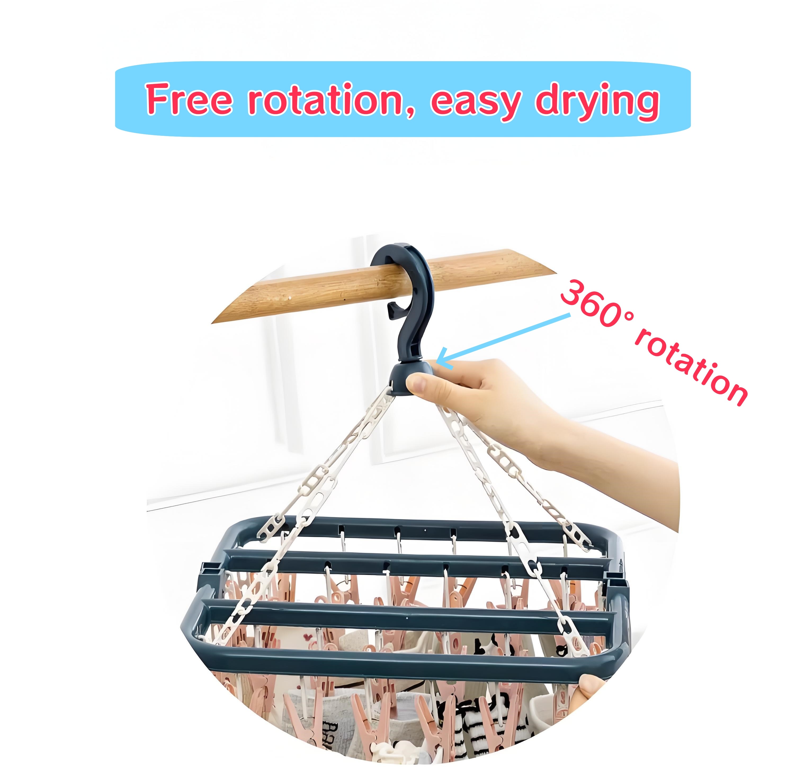 Windproof Hanger 32 Folding Clips Hanger Hanger Dryer Rack Socks Hanger ...