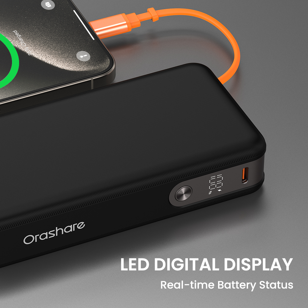 Orashare PR22 20000mAh Powerbank 45W Fast Charging Built in Retractable ...