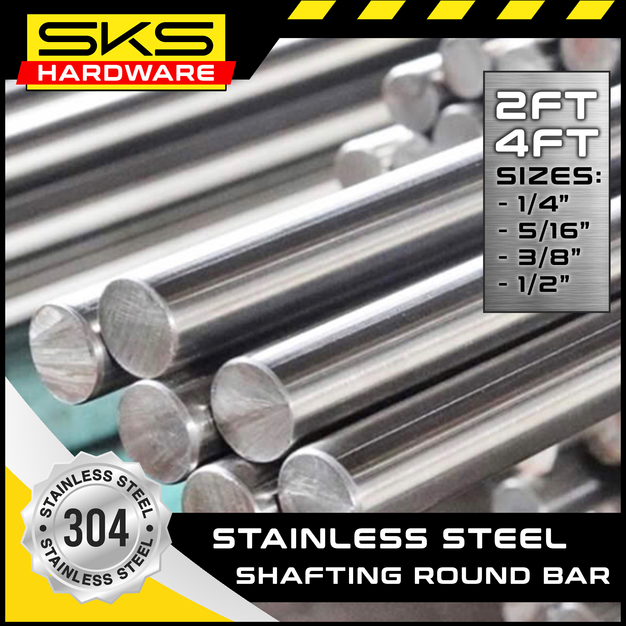 Stainless 304 Round Bar / Shafting / Rod | Sizes 1/4" to 1/2" or 6mm to ...