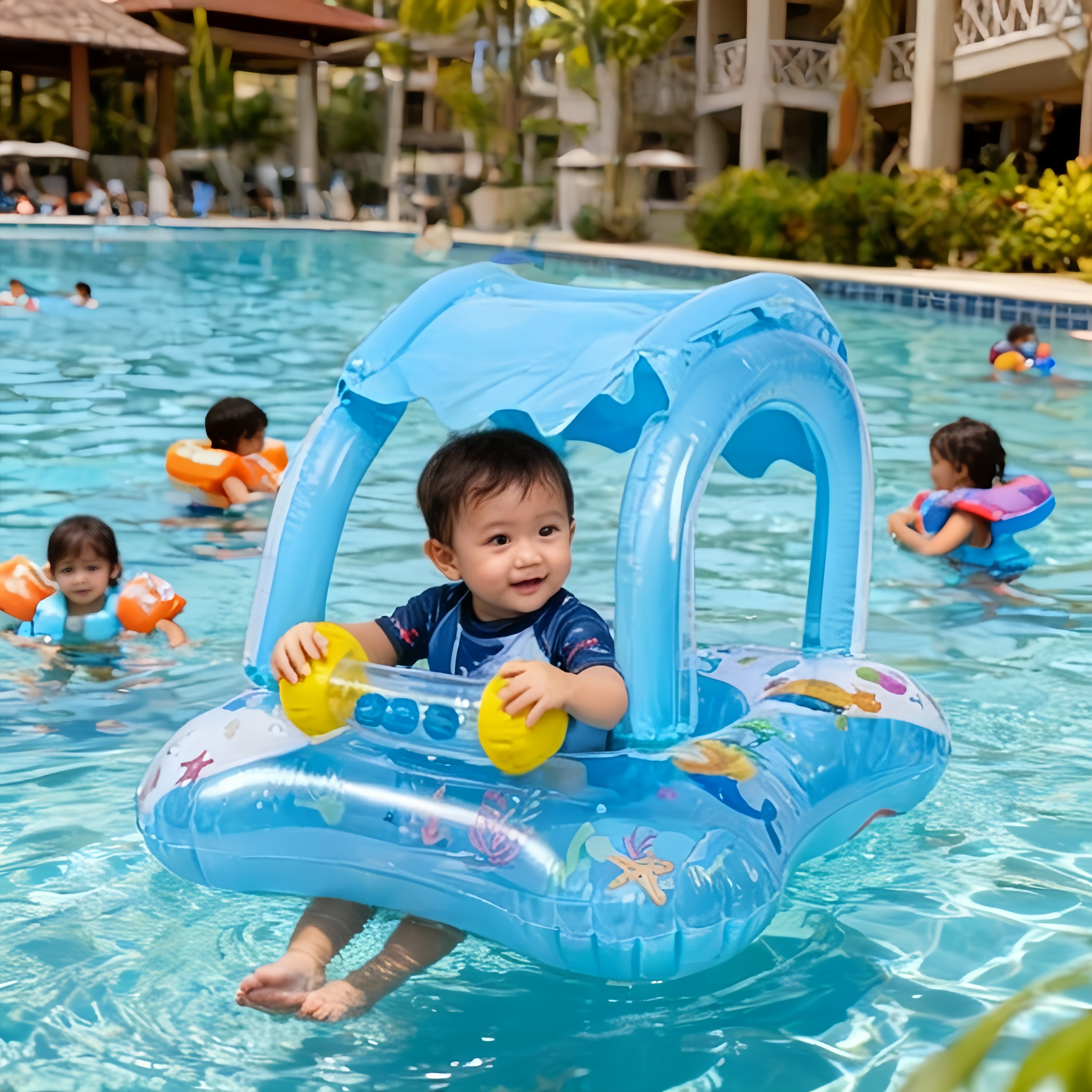 Children's awning swimming ring Baby sunscreen inflatable salbabida ...