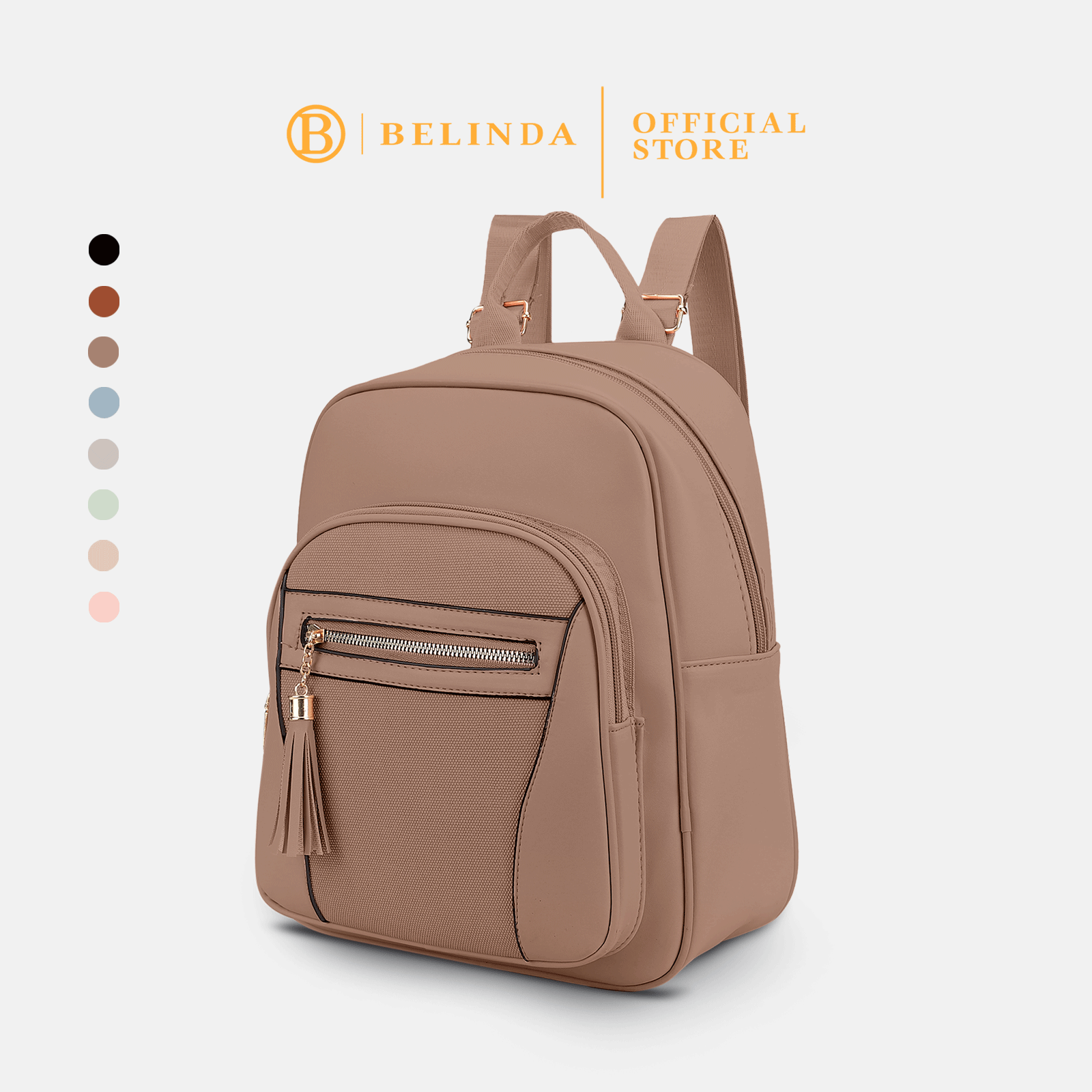 BELINDA Backpack For Women PU Leather Waterproof Korean Fashion Ladies ...