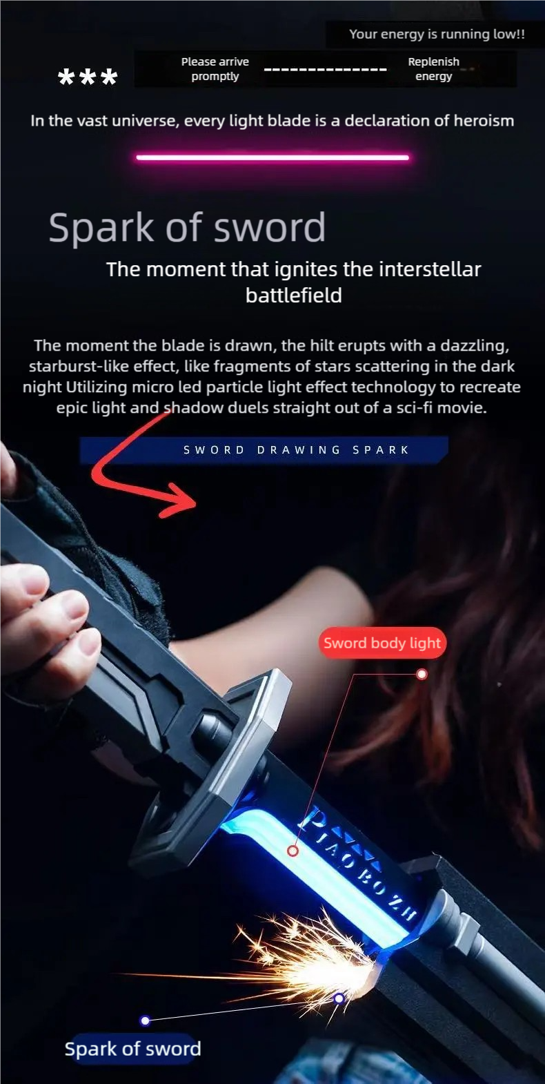Colorful Streamer Glowing Sword Toys with Spark & Smoke Effect Light ...
