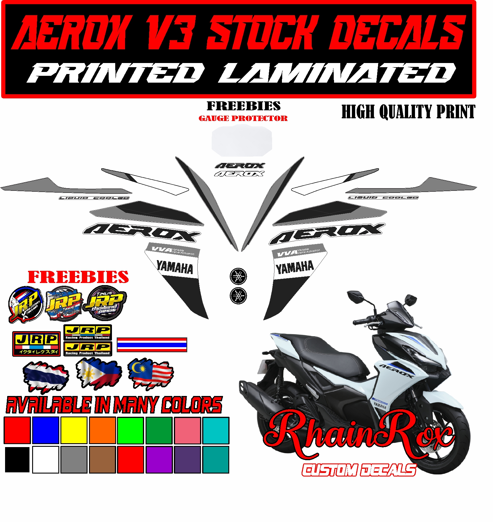 aerox v3 stock decals 2025 printed laminated high quality print ...