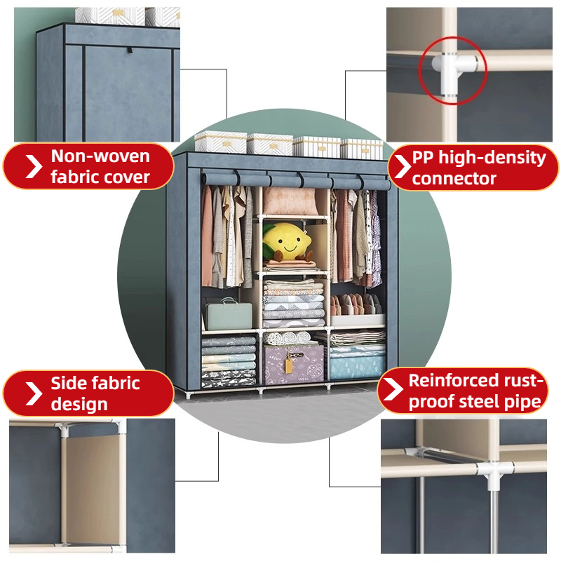 Zipper Wardrobe Clothes Storage Bedroom Clothes Hanging Assembly ...