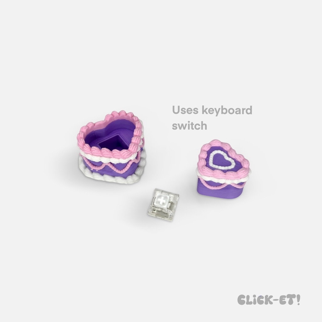 CLICK-ET! Heart Cake Clicker Keychain Slycelab 3DPrinted Cute Kawaii ...