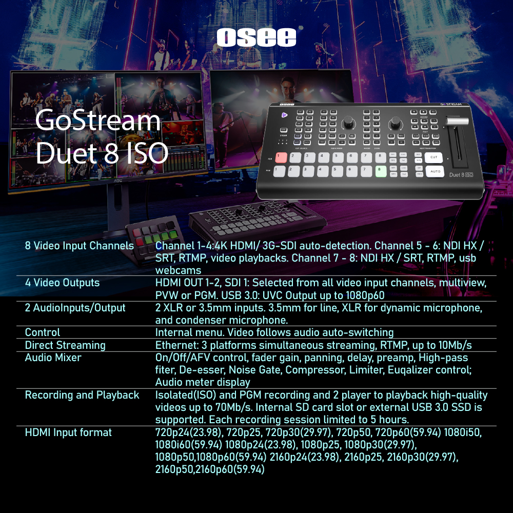 OSEE GoStream Duet 8 ISO 8-Channel Live Stream Switcher | Shopee Philippines