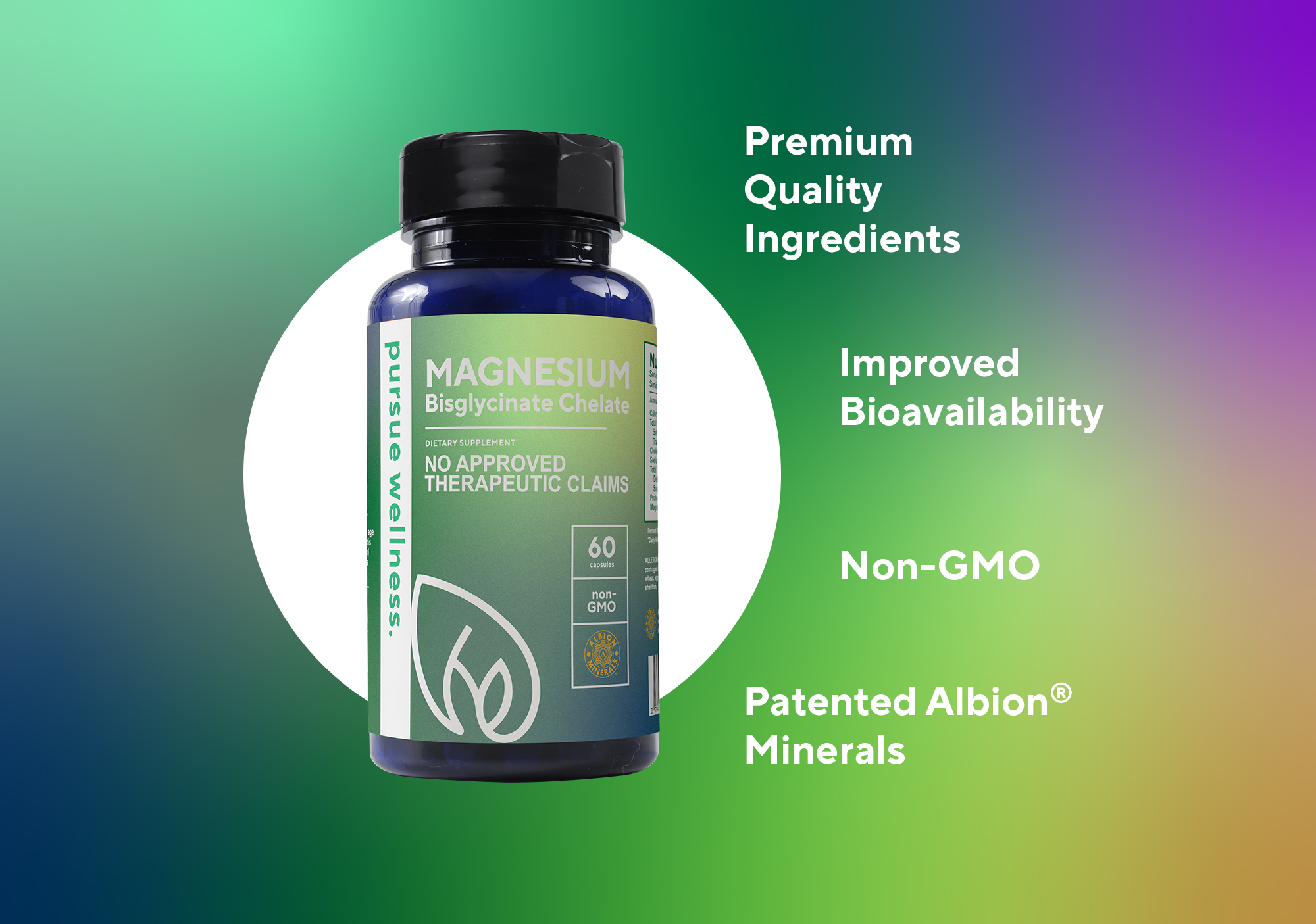 Magnesium Bisglycinate Chelate 200mg 30 Caps Albion Minerals NSF ...