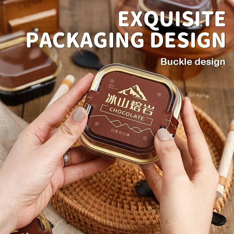 KM 50Pcs Square Aluminum Foil Tin Box with Lid Lava Cake Mousse Cake ...