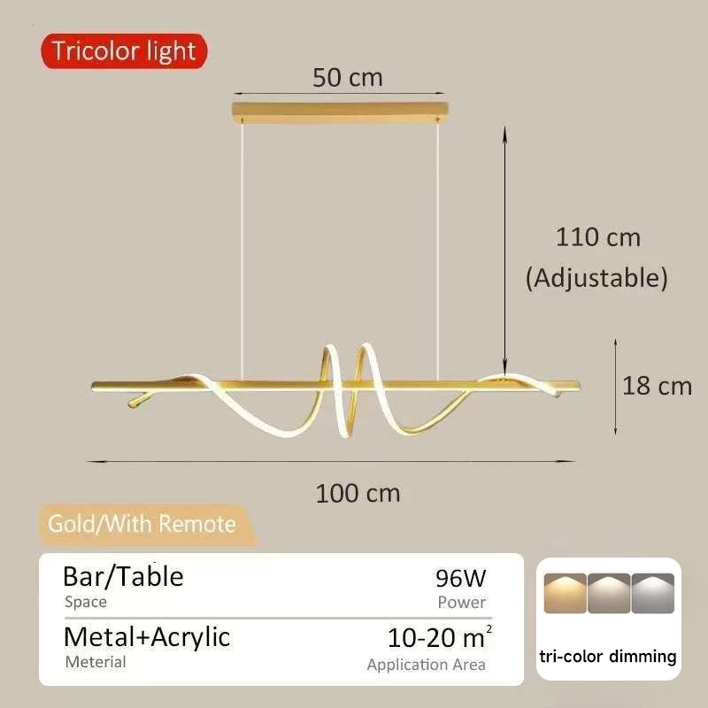 Modern LED Chandelier Ceiling Light Tri Color Hanging Lights for ...