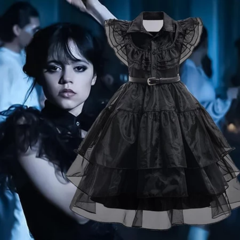 Oscarbaby 2025 Halloween Wednesday Cosplay Black Dress 4 In 1 Dark Goth ...