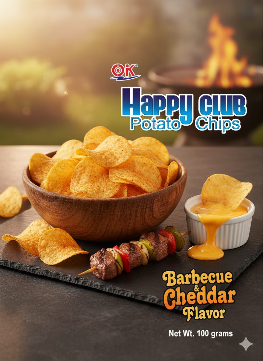 OK Snacks Happy Club Potato Chips Cheese BBQ Flavour 100g Delicious ...