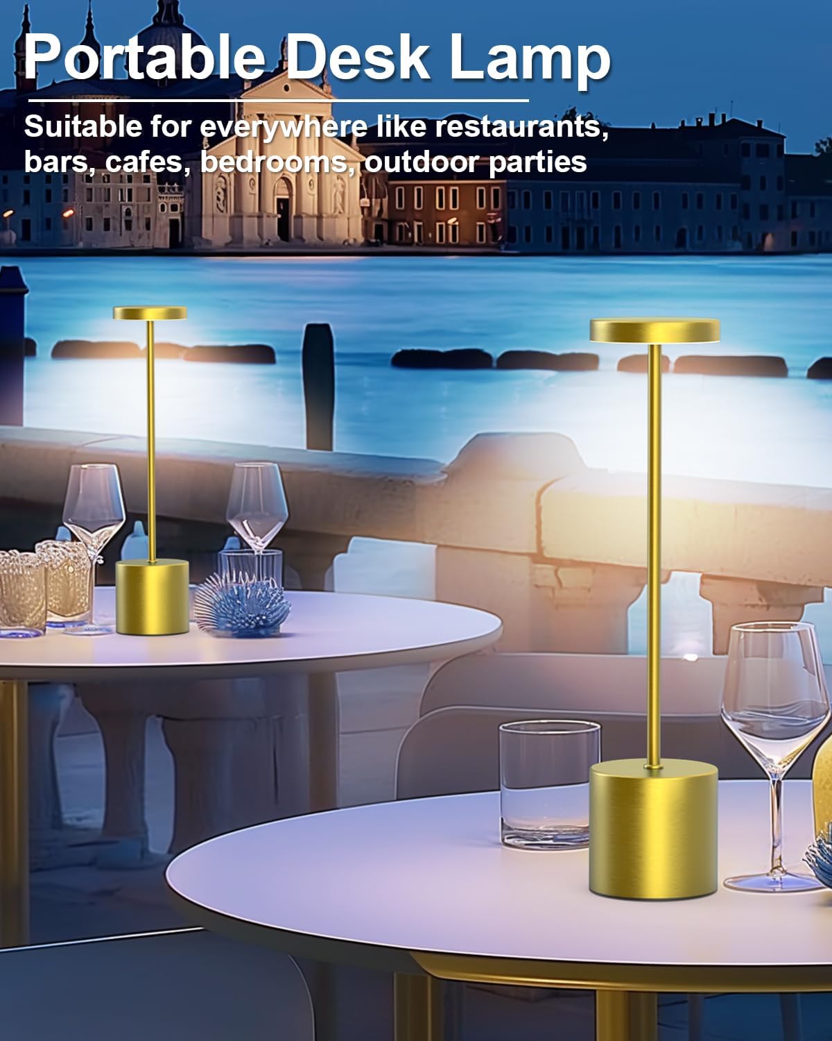 Gold Star Bar Table Lamp LED 3Colors Metal Desk Light Brightness Indoor ...