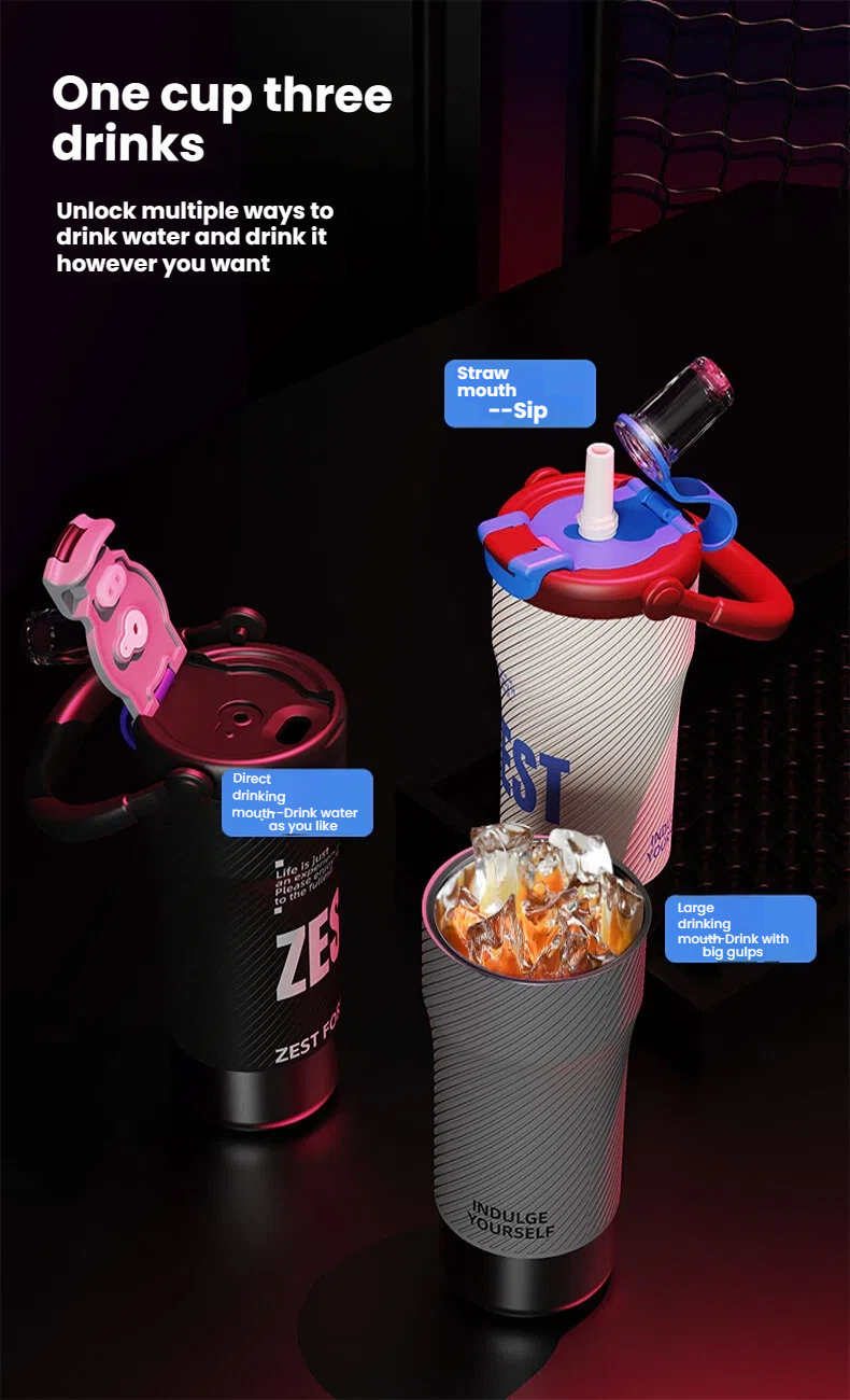 Tumbler Stainless Steel Water Bottle Hot And Cold Straw Cup Car Cup ...