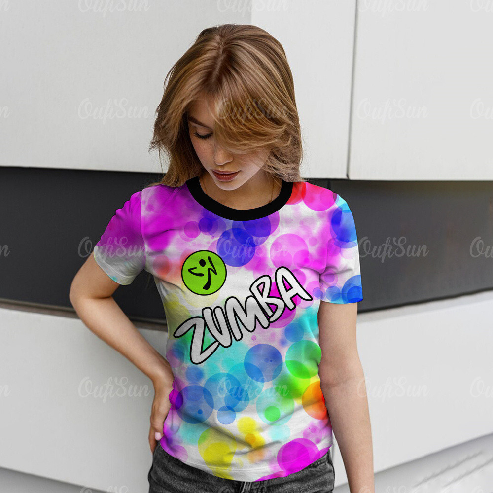2025 Zumba T-shirt Women’s Zumba wear Uniform Street Fashion Round Neck ...