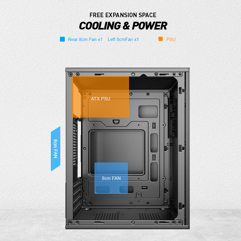 Esgaming CA03 Micro ATX/ITX Pc Case Desktop Computer Case Black Office ...