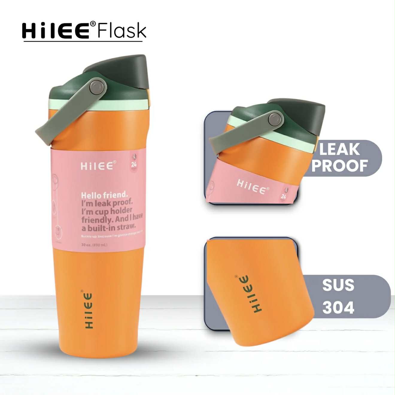 [WITH HANDLE] HILEE Free-Sip Sway Edition Insulated Stainless Tumbler ...
