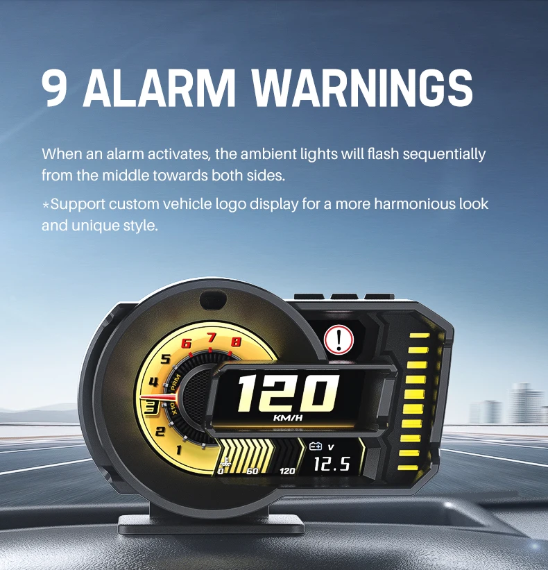 🇵🇭WEITI A590 PRO Car Head Up Display LCD Digital OBD2+GPS Speedometer With Multi-Function Gauge ...