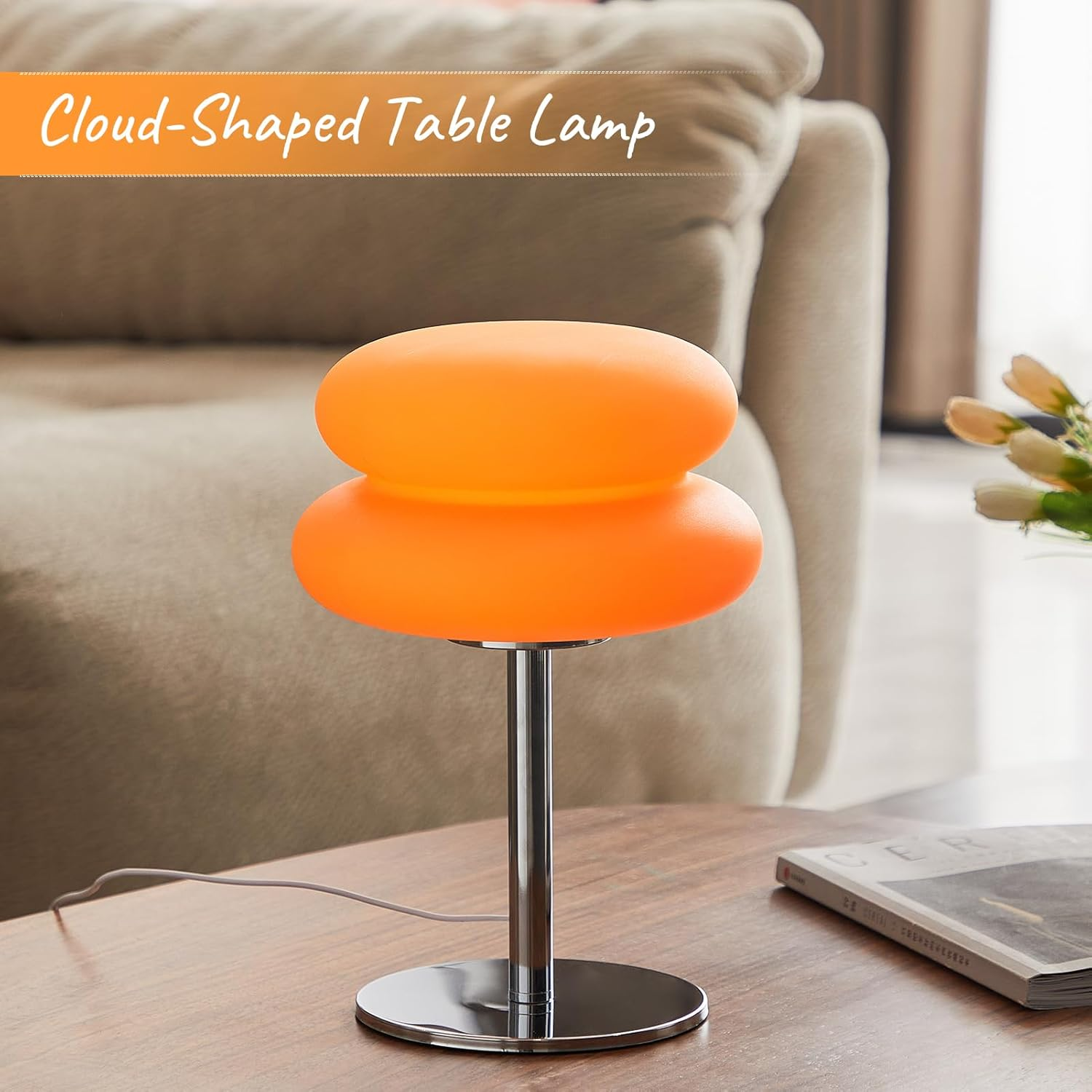 OOKAS Hamburg Table Lamp - 3-Color Dimmable Creamy Bedside Light With ...