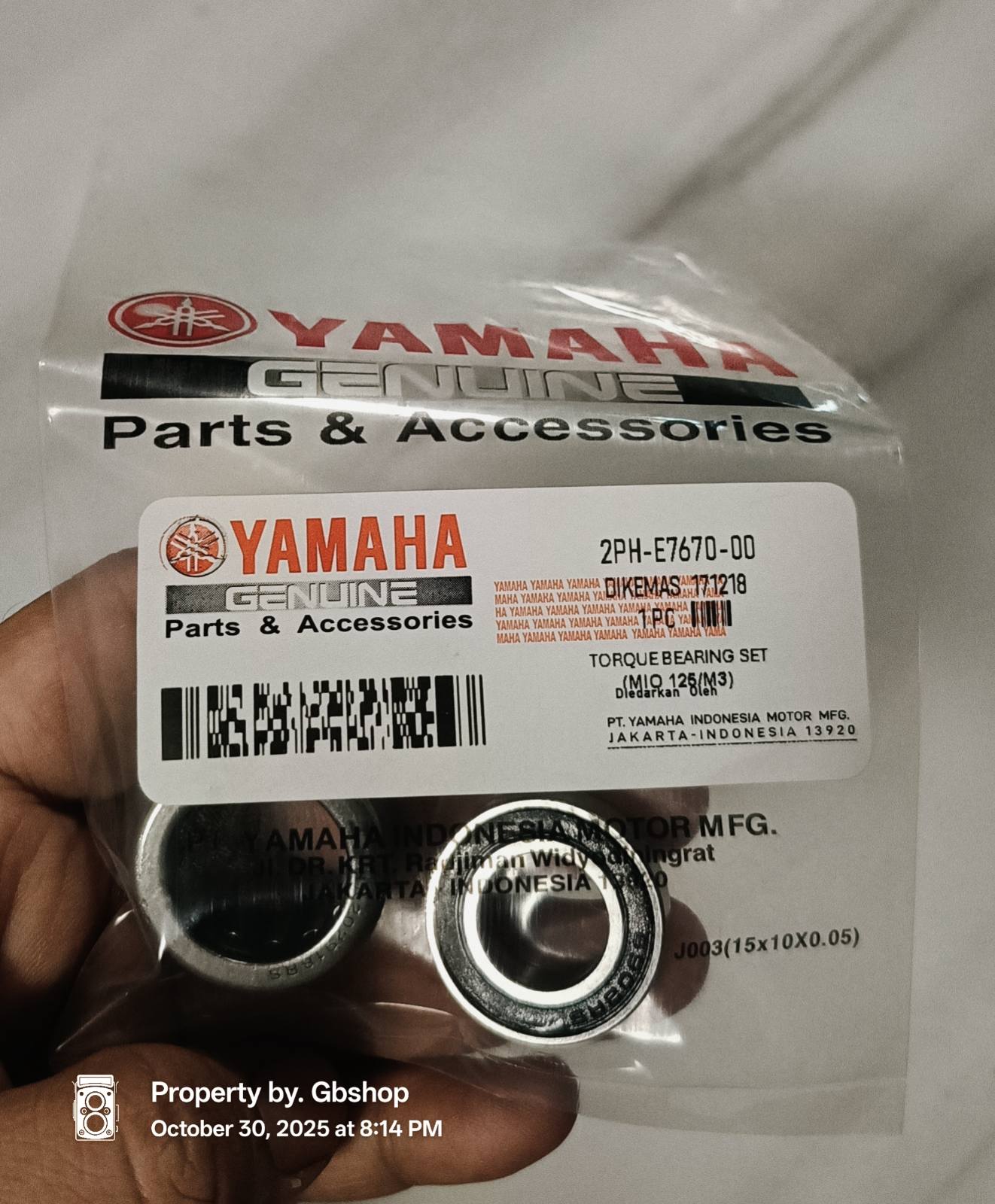 TORQUE DRIVE BEARING M3 MIO I125 MSI 125 NMAX AEROX YAMAHA GENUINE ...