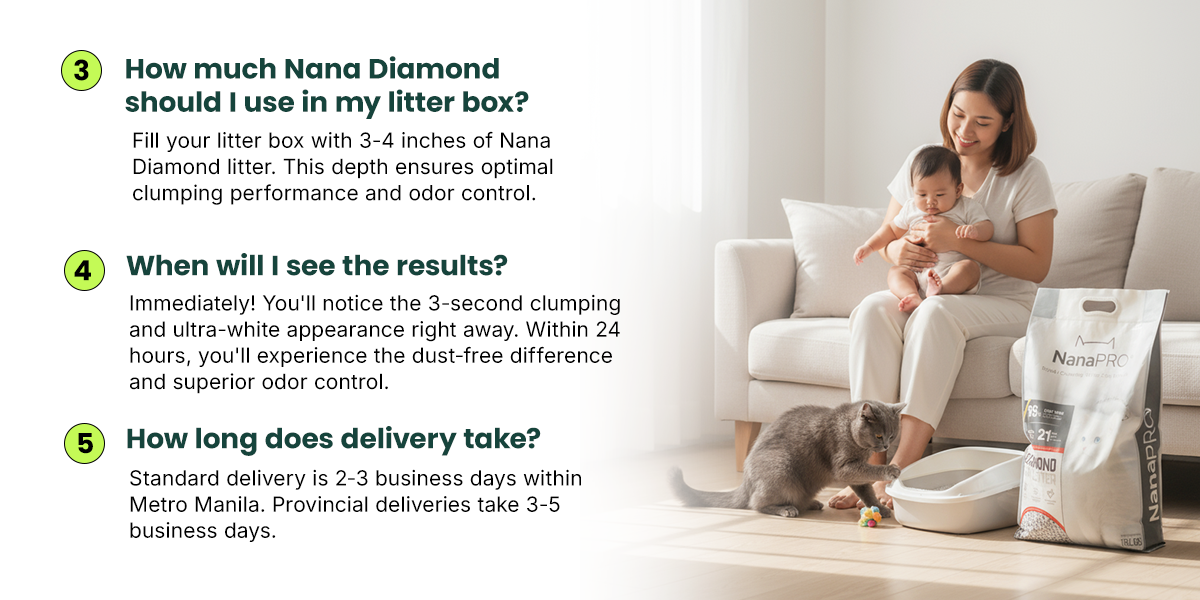 NanaPro Diamond Cat Litter 4 PACKS of 10L (BABY POWDER) Fast Clumping ...