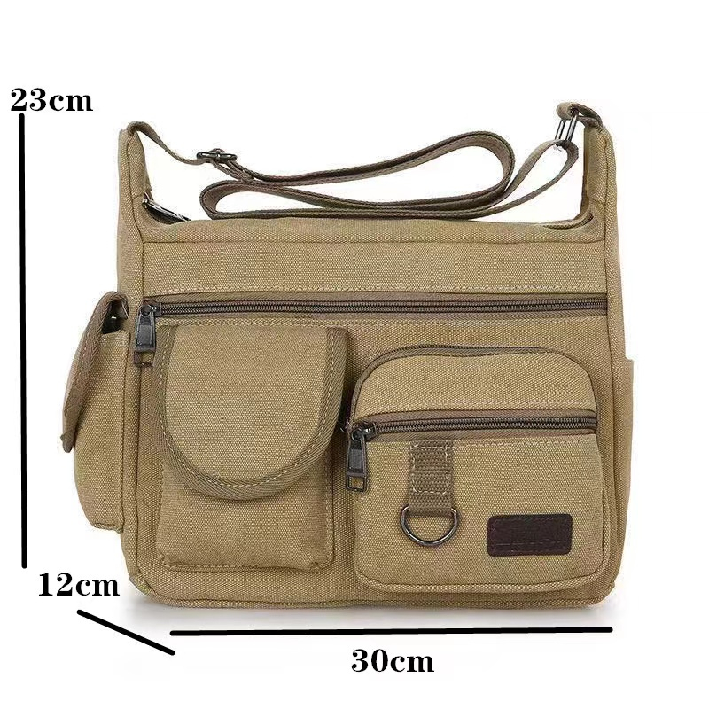 VIVI BAG#1351 Matte Canvas Men Messenger Bag Multifunctional w/Pocket ...