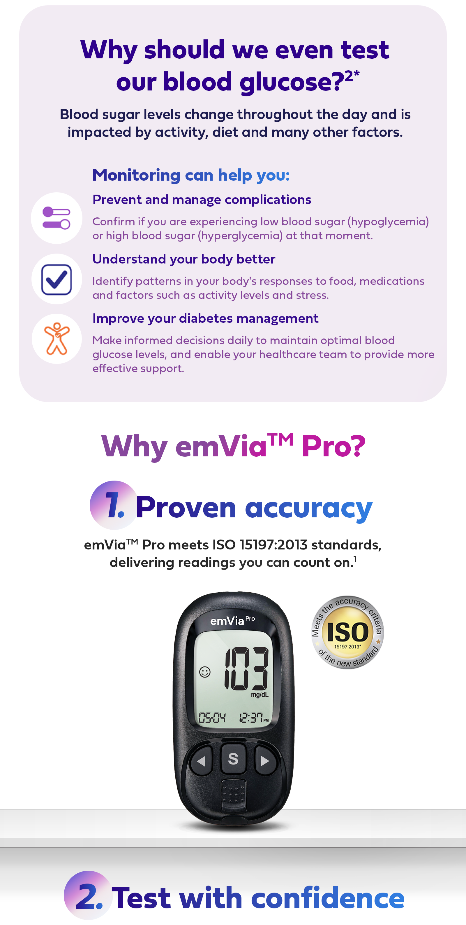 emVia Pro Glucose Test Strips (25s) by embecta - For blood sugar ...