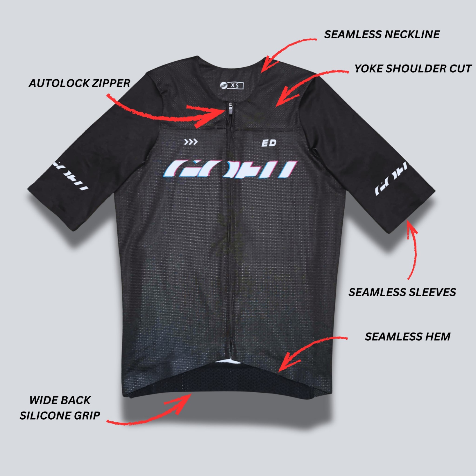 GOFU EVERYDAY Seamless Race-fit Cycling Jersey with Secured Zippered ...