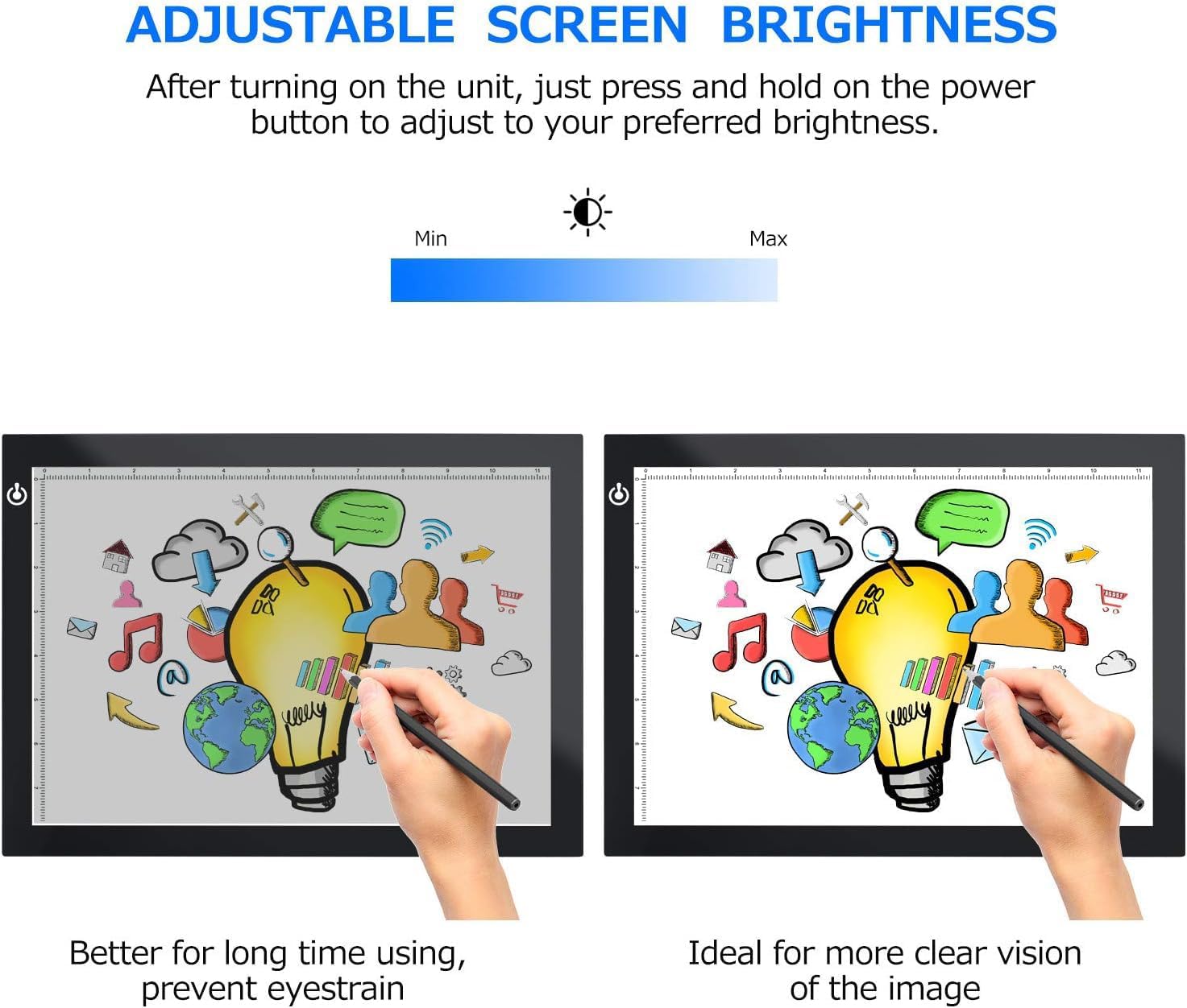 LED Light Pad Board Brightness Adjustable Engineering Tracing Board ...