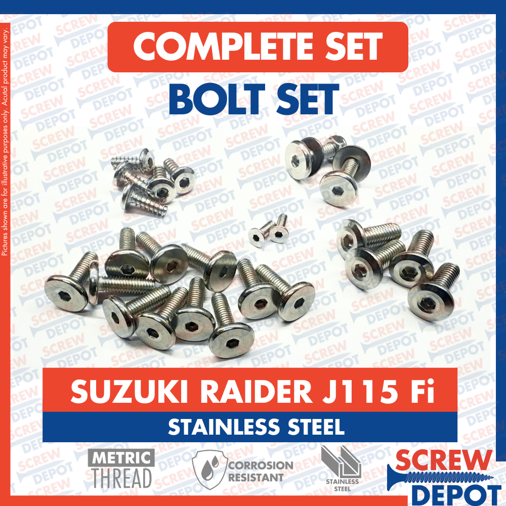 1SET Stainless Bolt Set for Suzuki Raider J115 Fi / Screw Depot ...