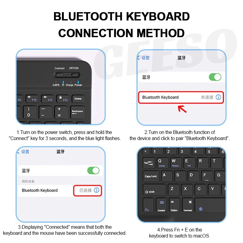 IQUNIX Bluetooth Portable Wireless Keyboard and Mouse Set Suitable for ...