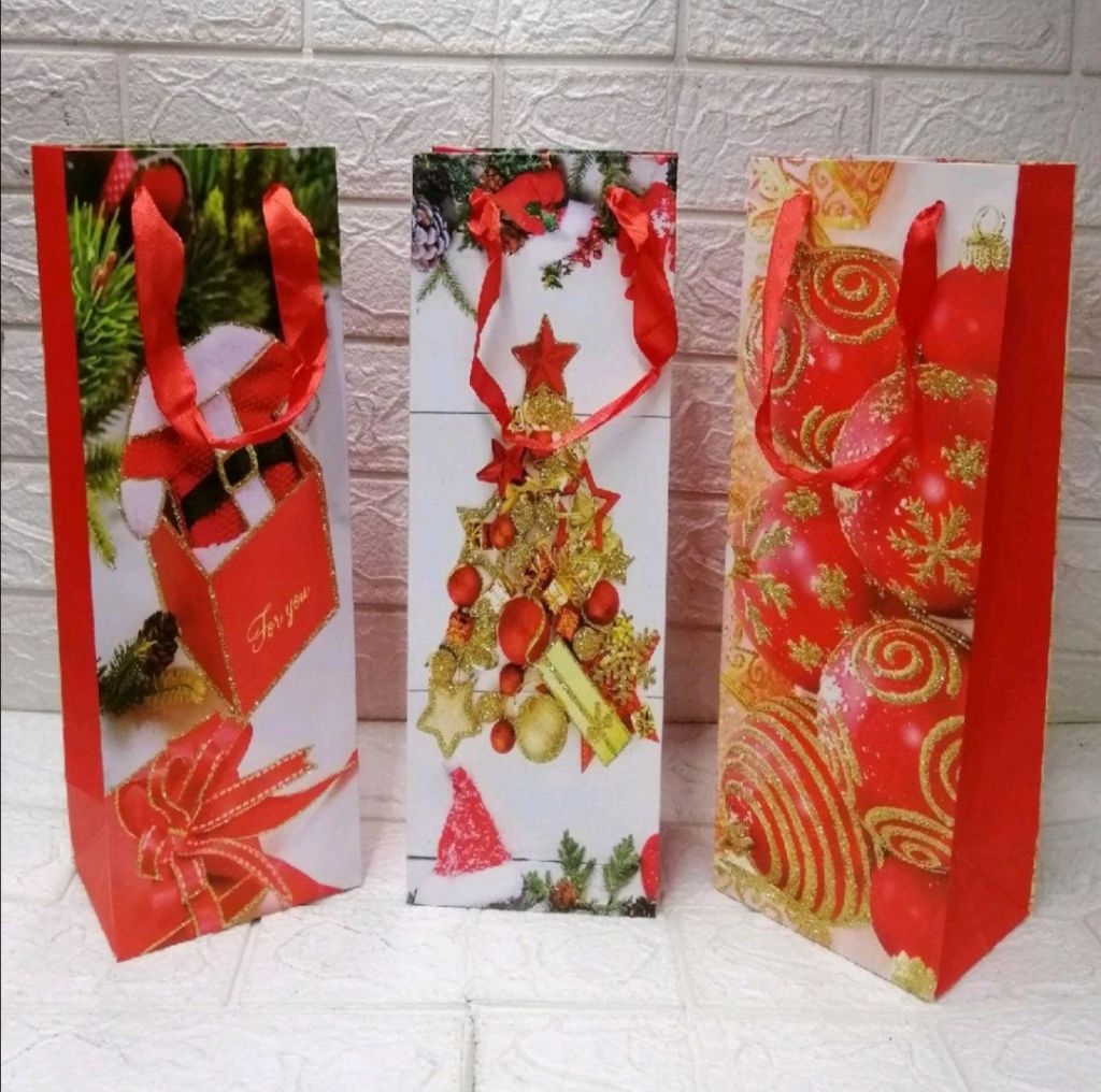 1pack (12pcs design) Christmas Wine Paper bag (makapal)seller random ...