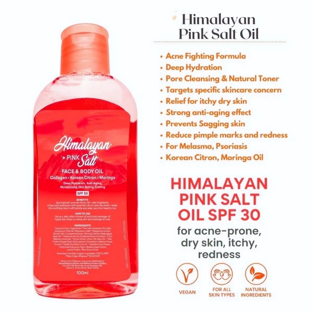 【In Stock】Himalayan Pink Salt Oil Face And Body Whitening Oil Spf30 ...