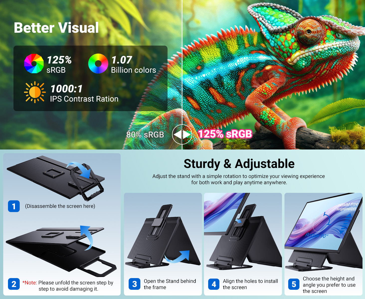 23.8-inch portable monitor, 1080P FHD 100Hz IPS laptop expansion screen ...