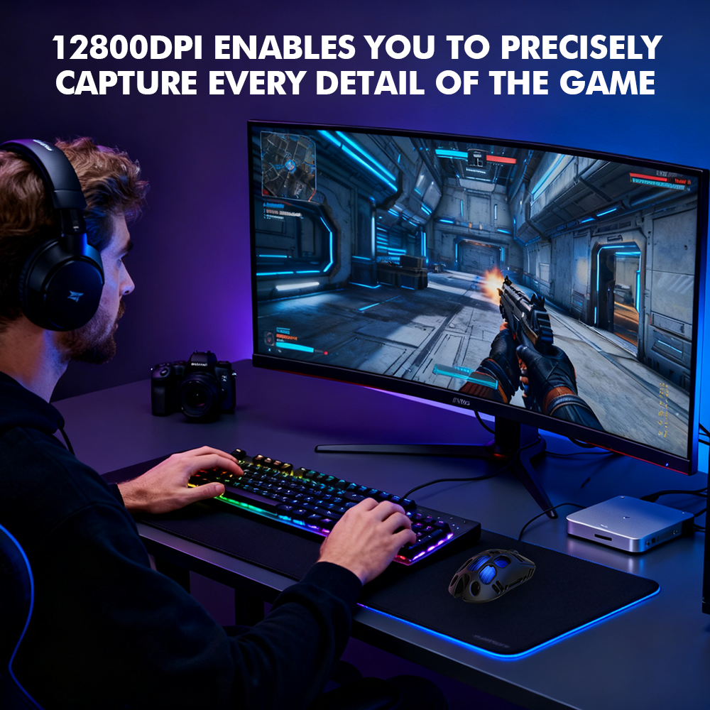 Kacool Gaming Mouse 2.4G HZ Ergonomic Mouse Rechargeable RGB LED Mouse ...