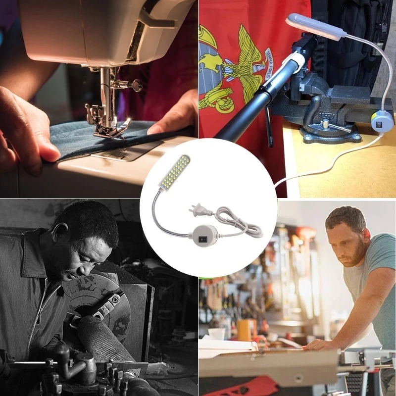 20 LED Sewing Machine Light Flexible Gooseneck Lathes Work Magnetic ...