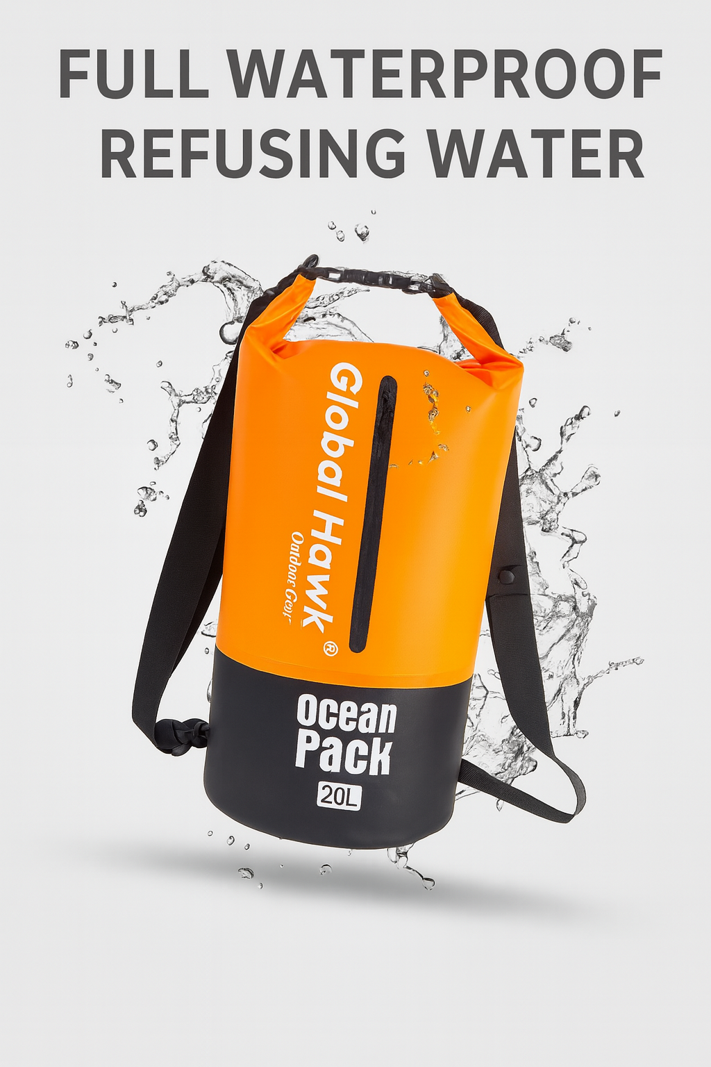 Go bag 20L Waterproof Dry Bag Matibay na PVC Floating Bag para sa Beach ...