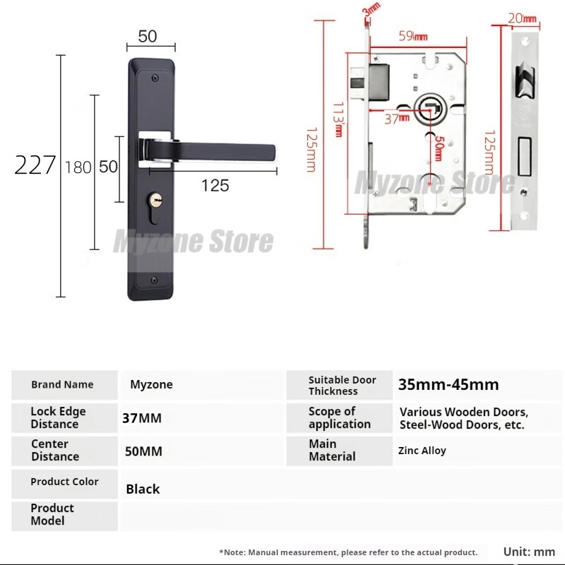 Myzone Alloy LOCK SET Silent Doorlock Door knob Hardware Doorknob for Main door 35-45mm Indoor ...