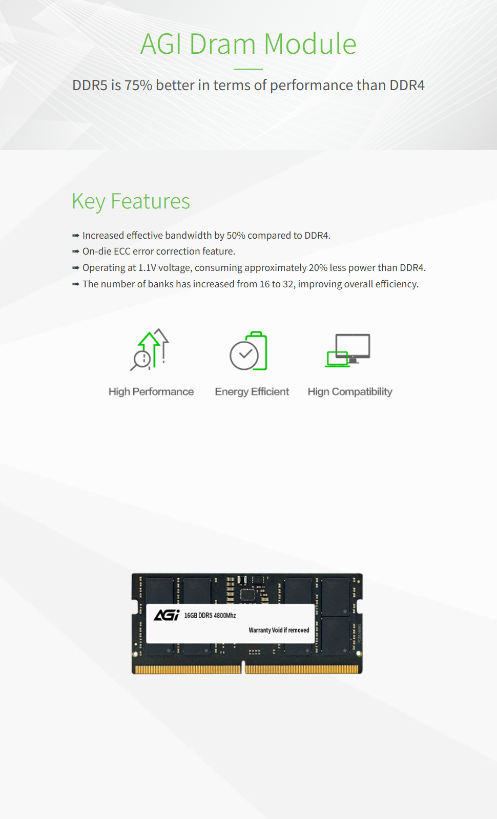 AGI SD238 8GB DDR5 5600MHz CL46 SODIMM Laptop RAM | RAM for Laptop ...