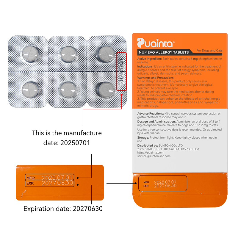 PUAINTA Pet Rapid Itch Relief Anti Allergy Tablets for Dog Cat Skin ...